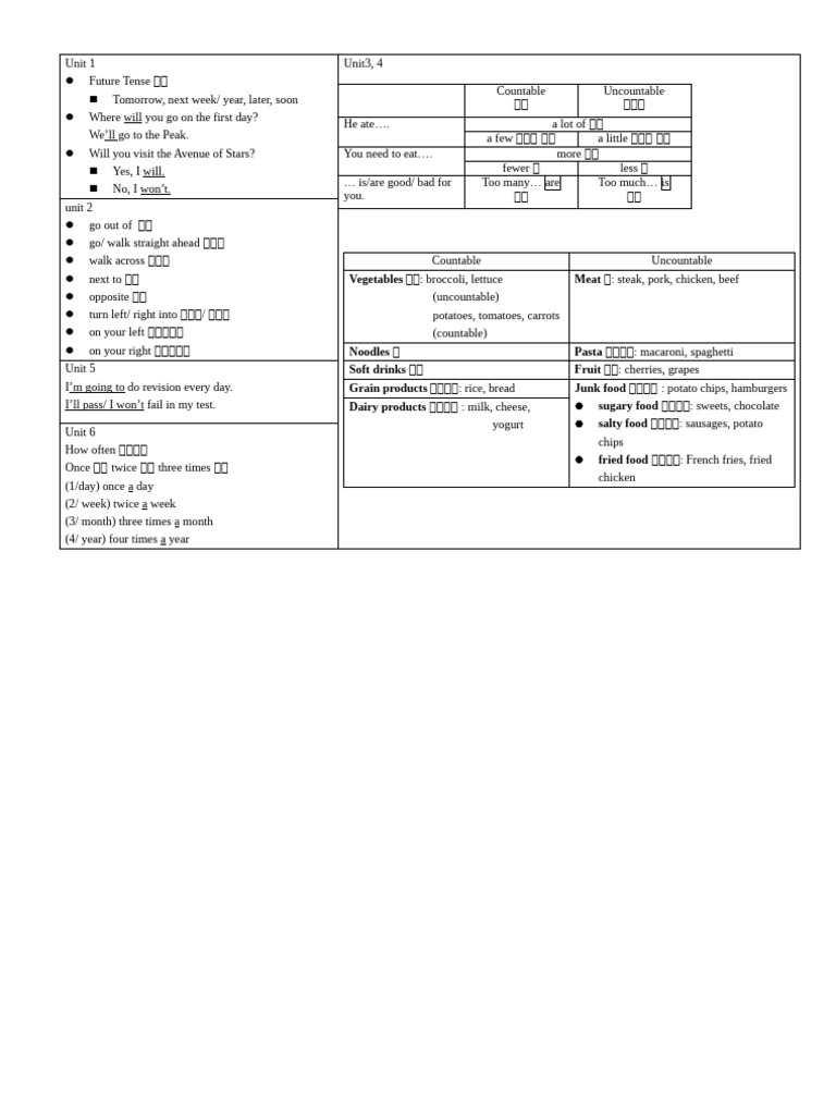 p4 2nd Term Exam Revision Notes | PDF | Foods | French Fries