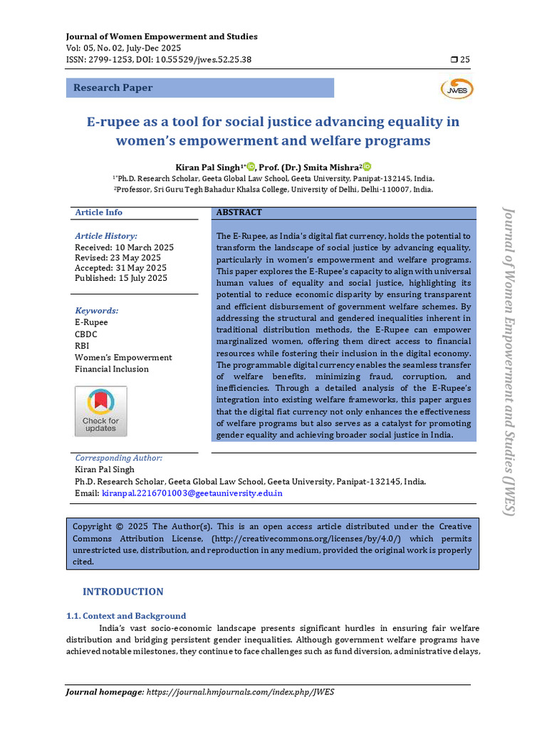 E-Rupee As A Tool For Social Vancing Equ | PDF | Financial Inclusion ...