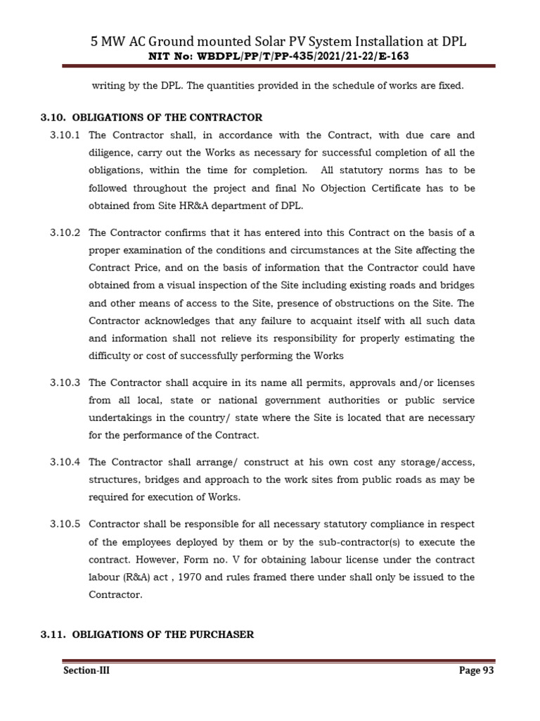 DPL 5 MW Solar Phase II EPC West Bengal Dec 2021 93 | PDF