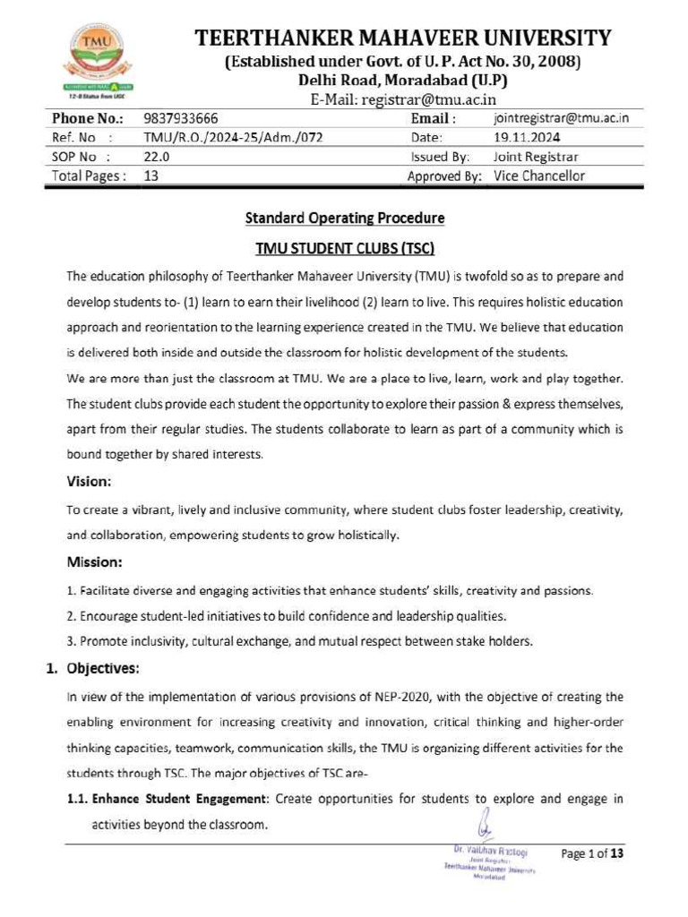 SOP 22.0 - TMU - Student - Clubs | PDF