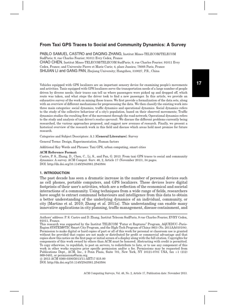 Castro - From Taxi GPS Traces To Social and Community Dynamics - 2013 ...