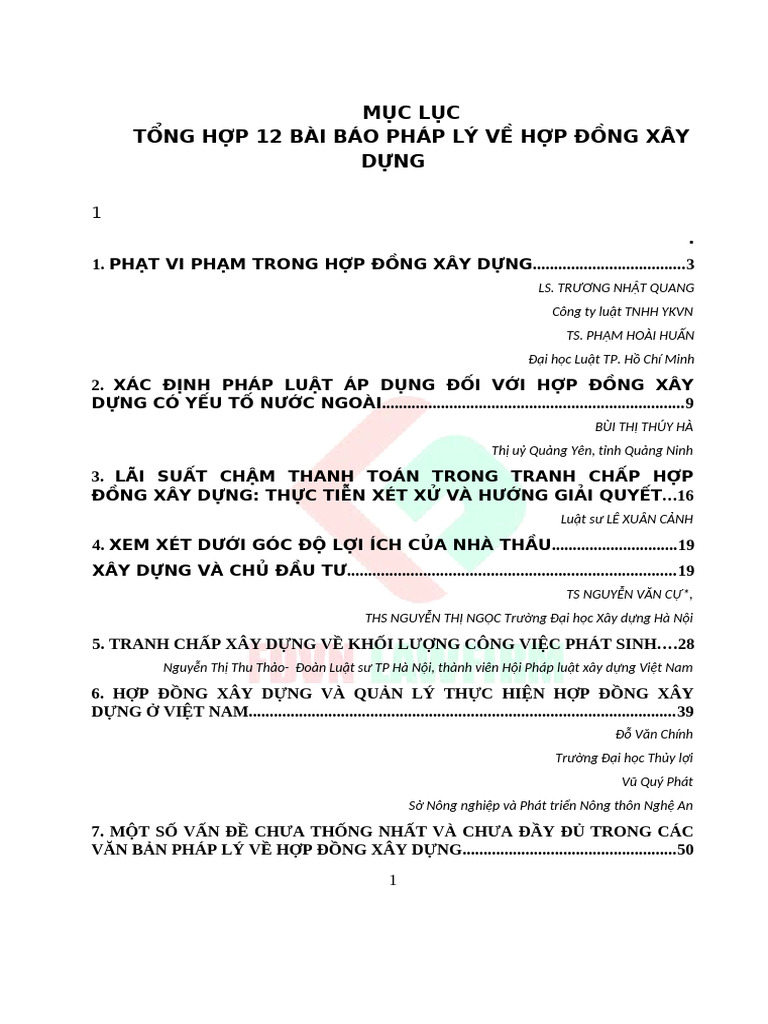 Tong Hop Bai Bao Phap Ly Ve Hop Dong Xay Dung | PDF