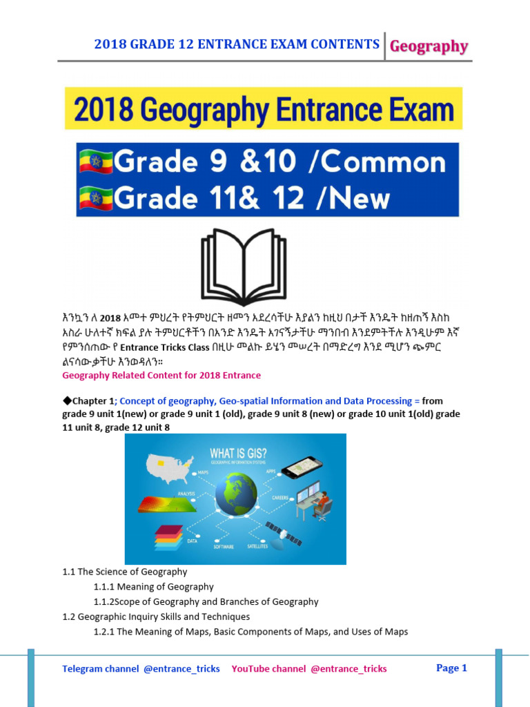 Geography Content for 2018 Entrance Exam | PDF | Geography | Climate