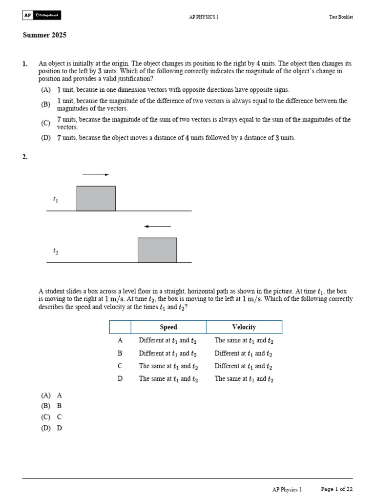 AP Physics 1 Motion Concepts Review | PDF | Velocity | Acceleration