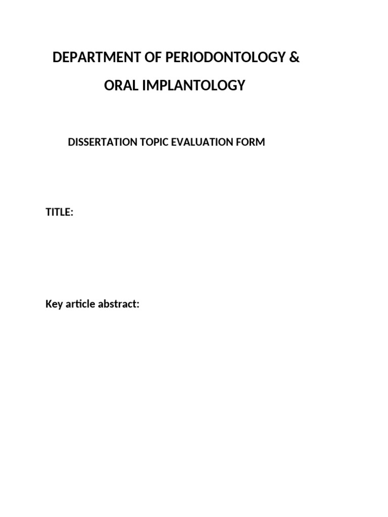 Dissertation Topic Evaluation Form | PDF