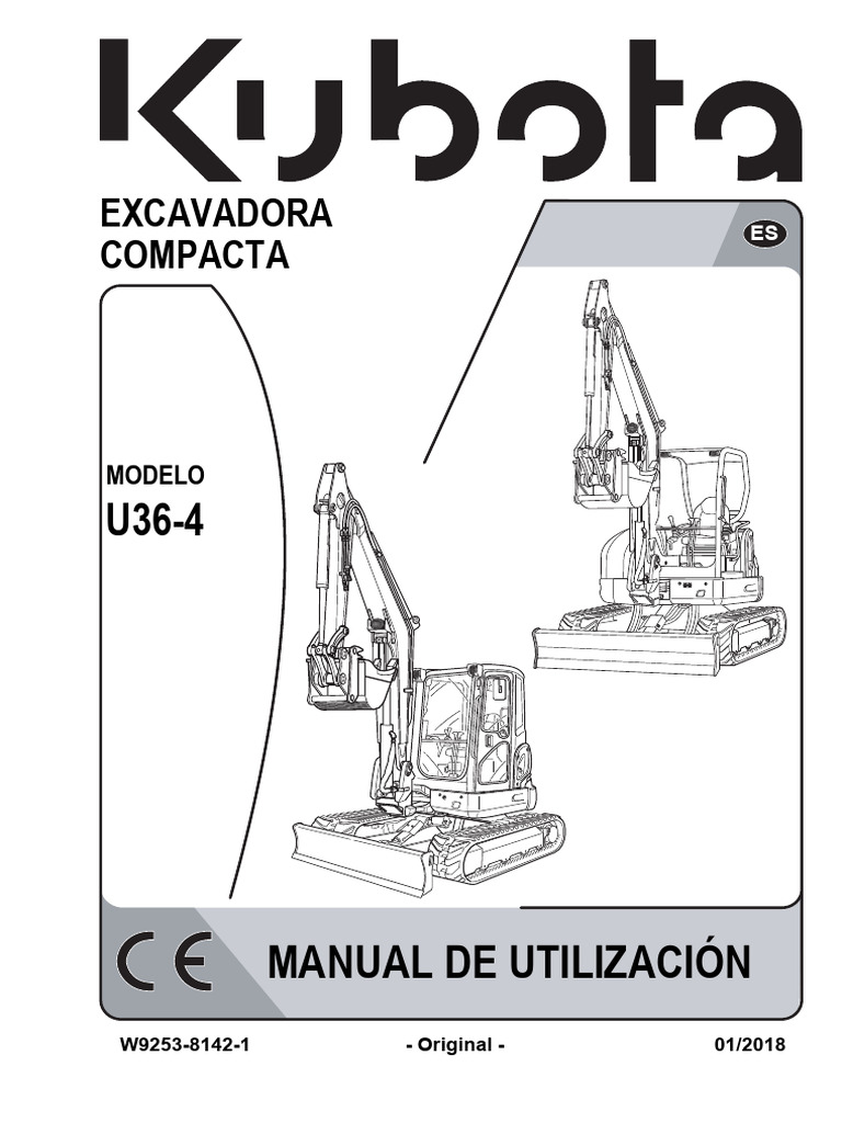 Manual de Operario Kubota U36.4 | PDF | Filtración | Rodamiento (Mecánico)