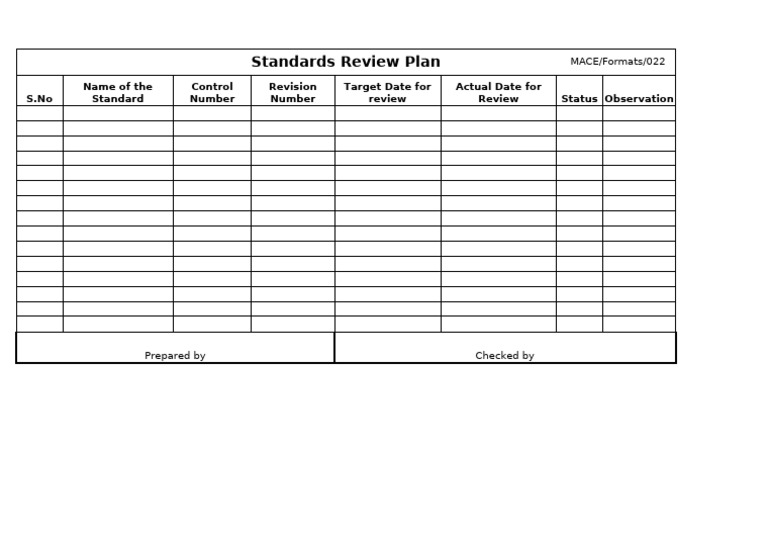 MACE Formats 022 Standards Review Plan | PDF