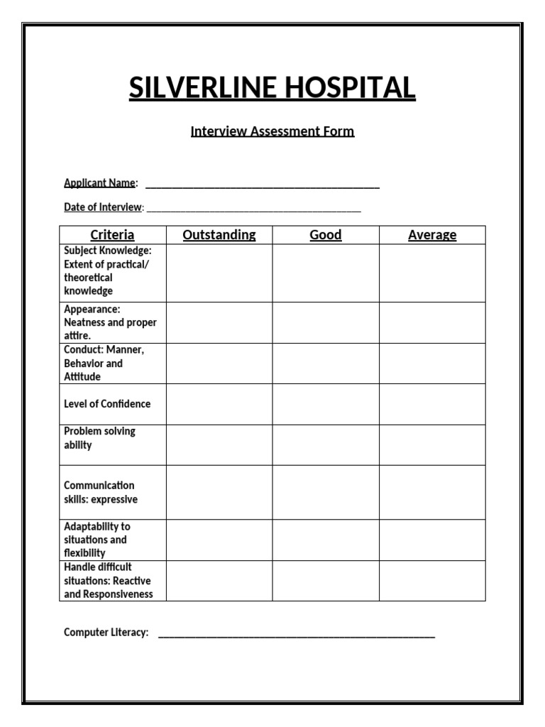 Interview Assessment Form | PDF