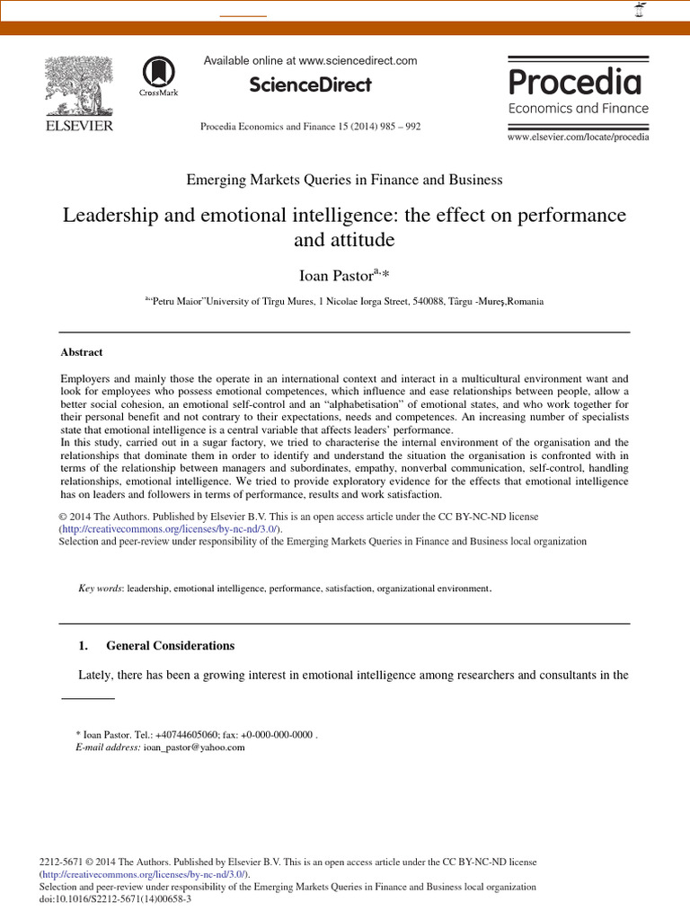 Leadership and Emotional Intelligence Impact | PDF | Emotional ...