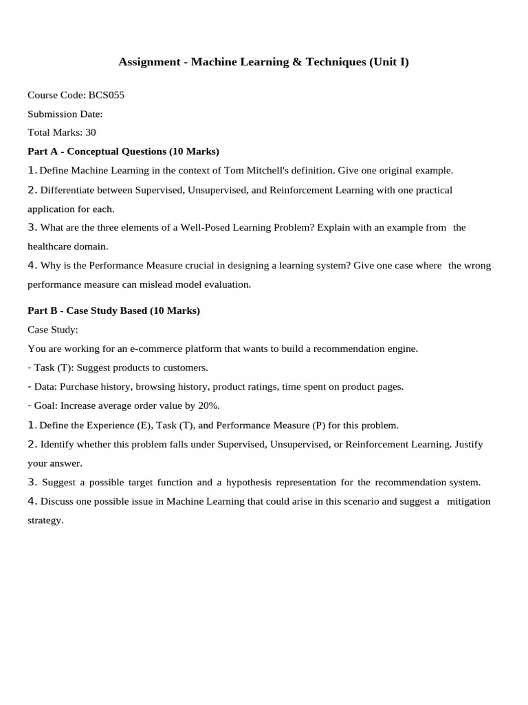 ML Assignment Unit1 | PDF