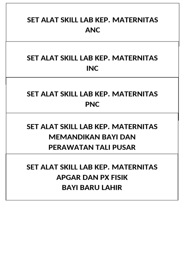 Alat Skill Lab KEP. Maternitas Lengkap | PDF
