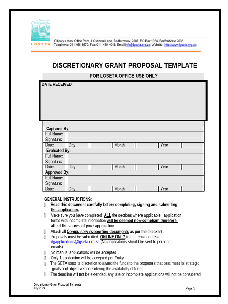 DG LGSETA Discretionary Grant Proposal Template 2024 2025 Final V2 | PDF | Risk