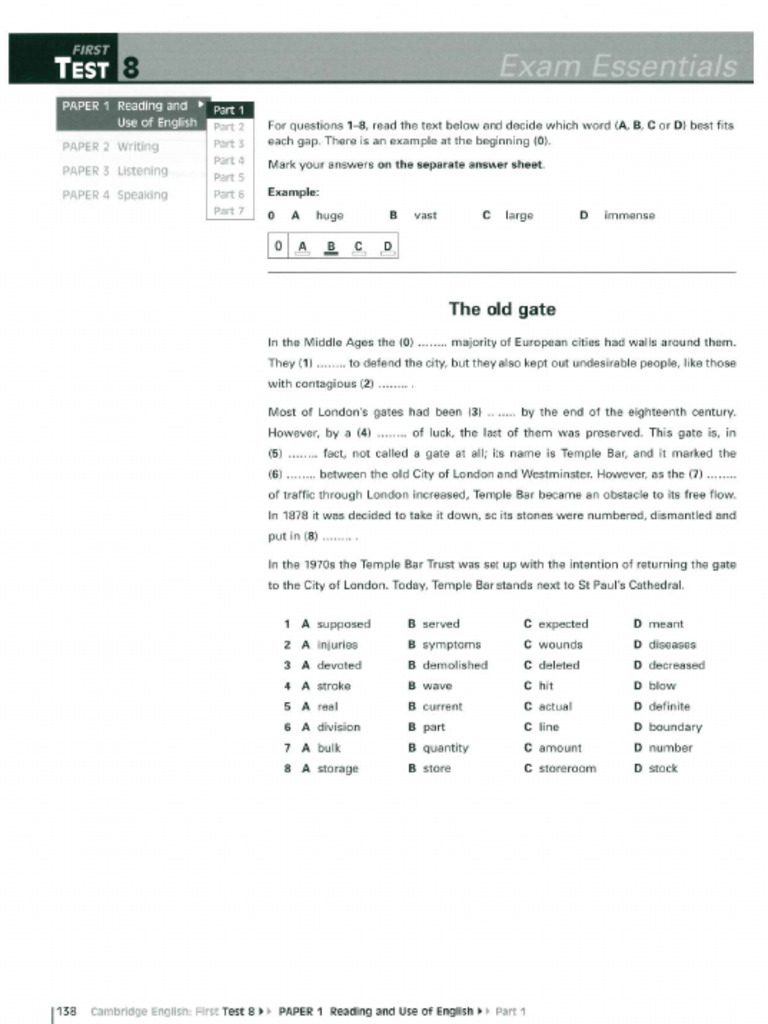 FCE Exam Essentials - TEST 08 | PDF