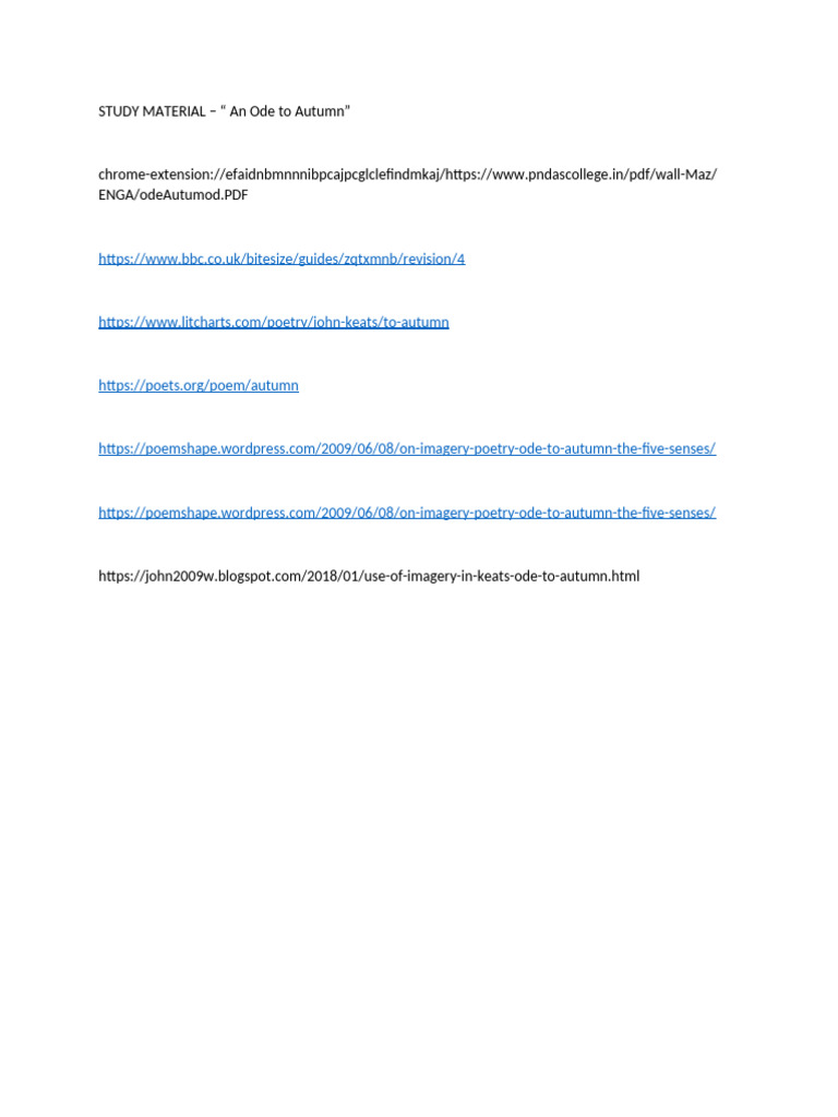 Study Guide for "Ode to Autumn" | PDF