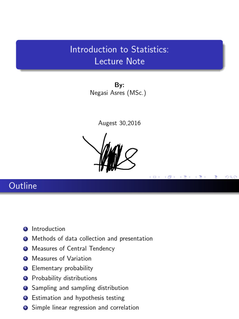 Introduction To Statistics | PDF | Statistics | Probability Distribution