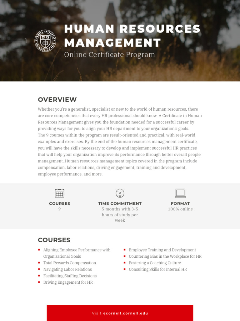Cornell HR Management Certificate Program | PDF | Human Resource ...