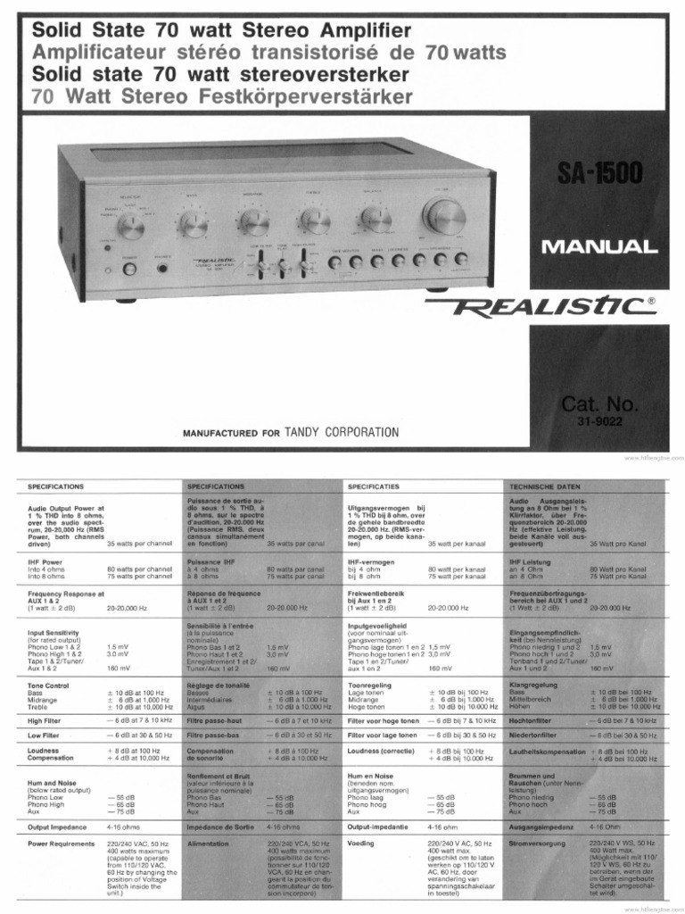 Realistic Sa-1500 Schematic | PDF