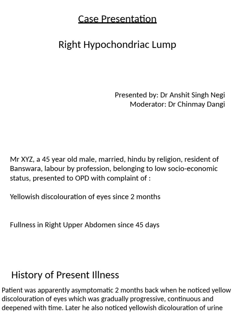 Right Hypochondriac Lump in Jaundice Case | PDF | Abdomen | Diseases ...