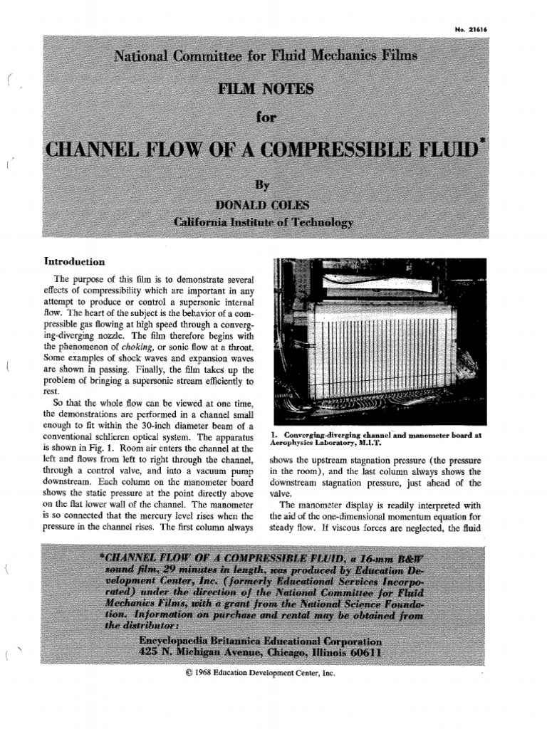 8 Channel Flow of a Compressible Fluid | PDF