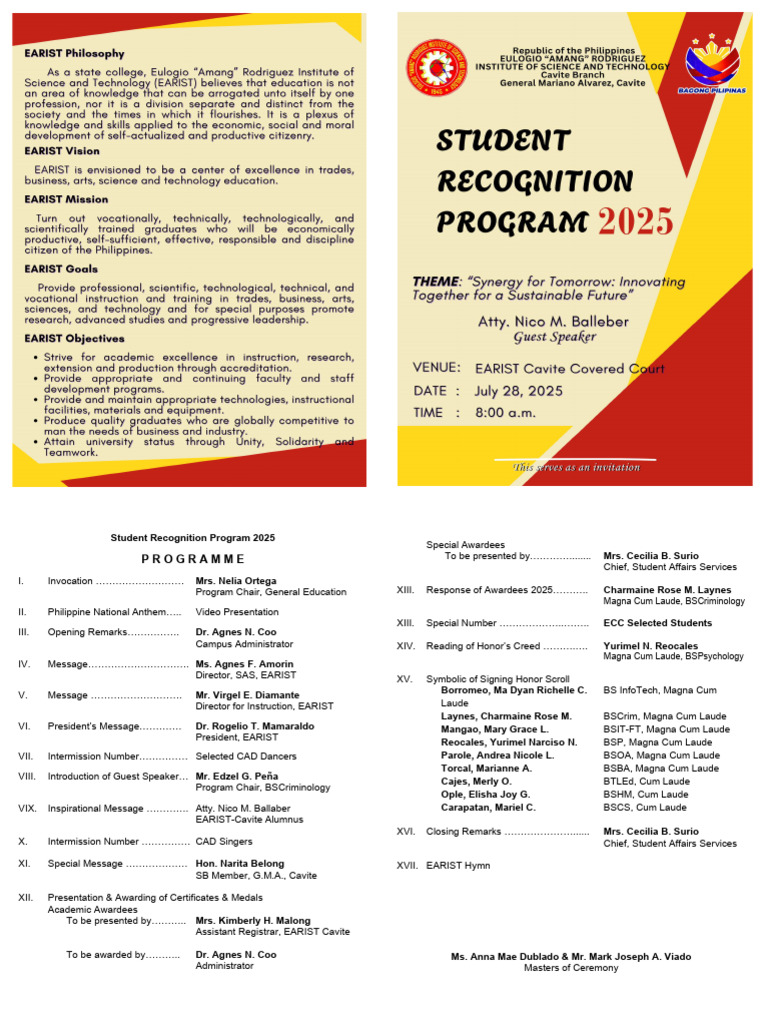 Student Recognition Program 2025 | PDF | Career And Technical Education ...