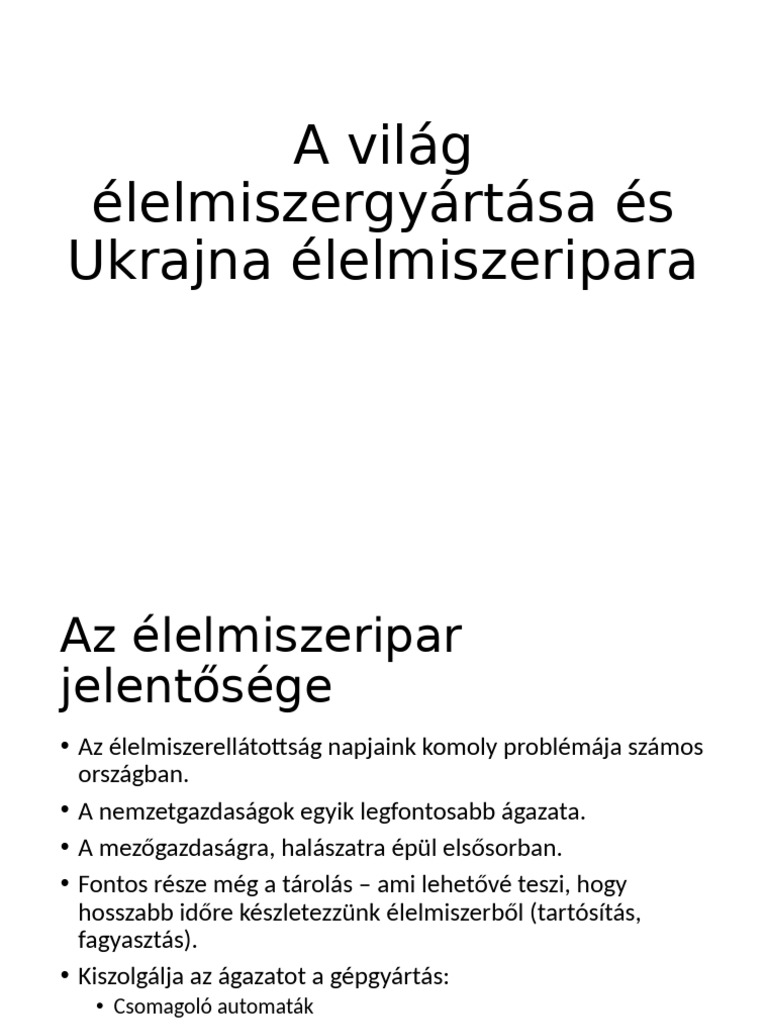 32-33. A Világ Élelmiszergyártása És Ukrajna Élelmiszeripara | PDF