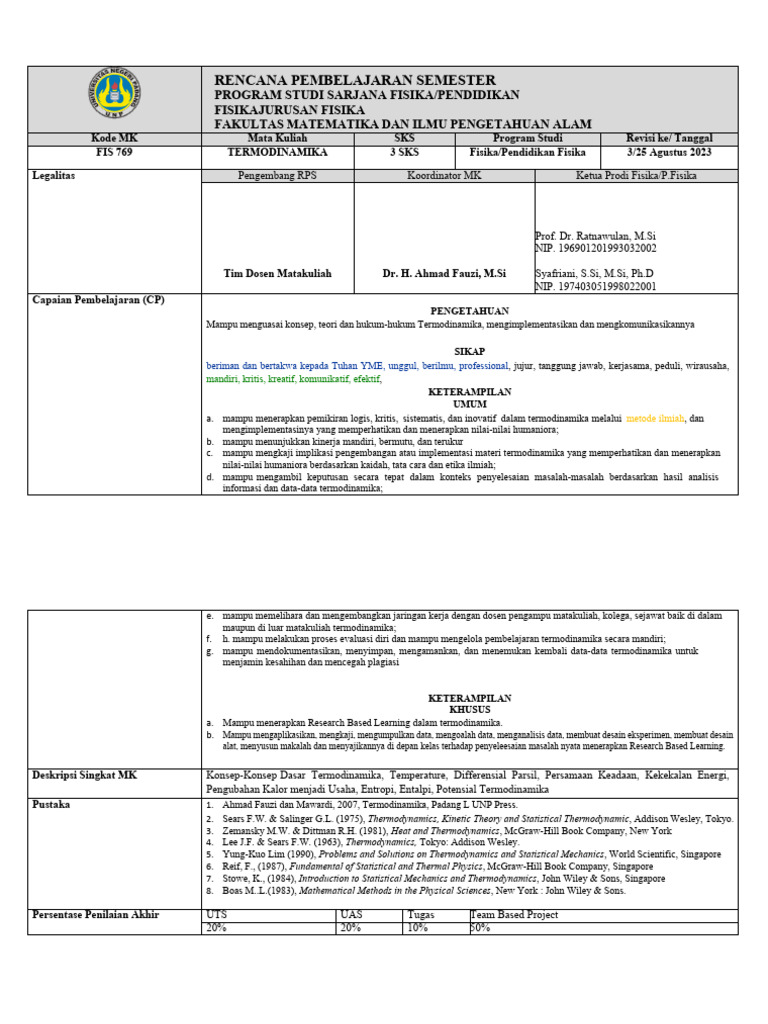 RPS Termodinamika 2025 | PDF