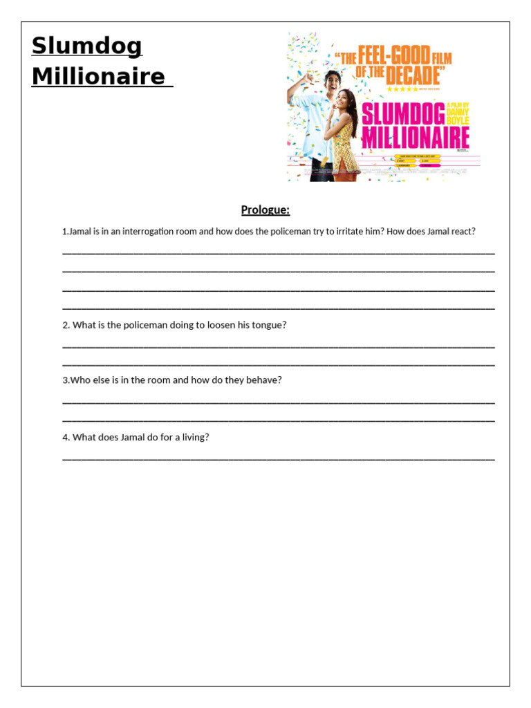 Slumdog Millionaire Study Guide | PDF