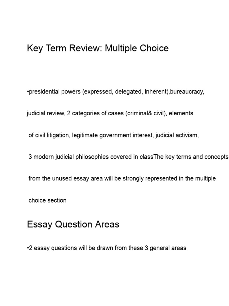 Government Key Term Review - Multiple Choice | PDF