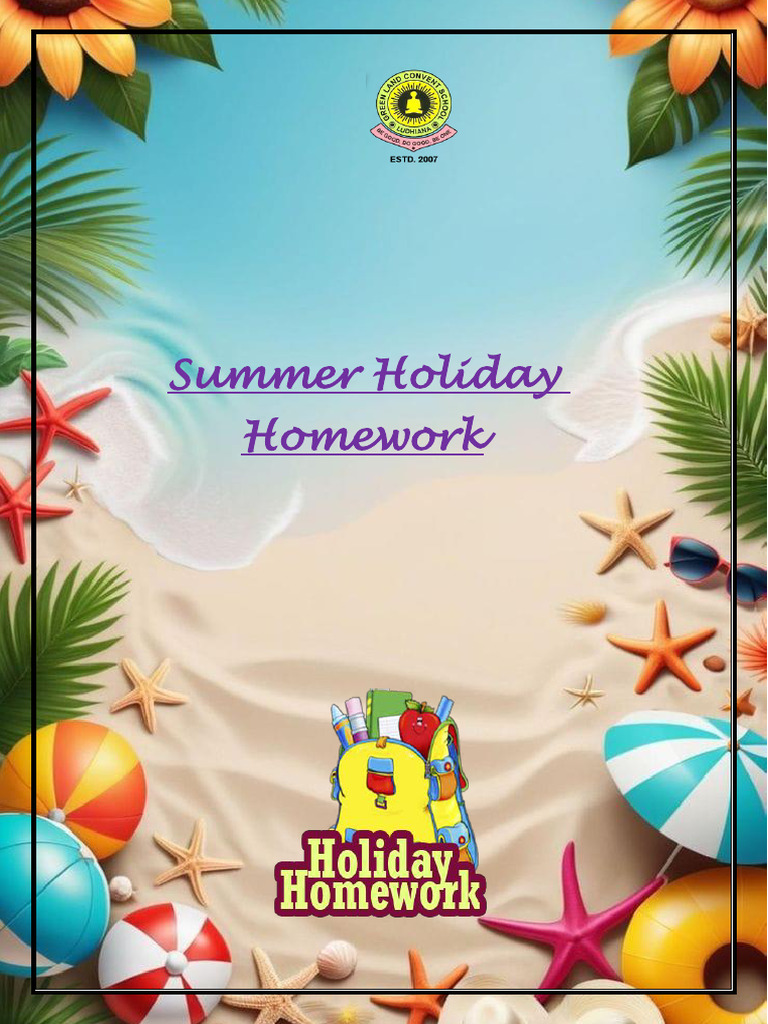 Holiday Homework Cover Page Design | PDF | Part Of Speech | Linguistics