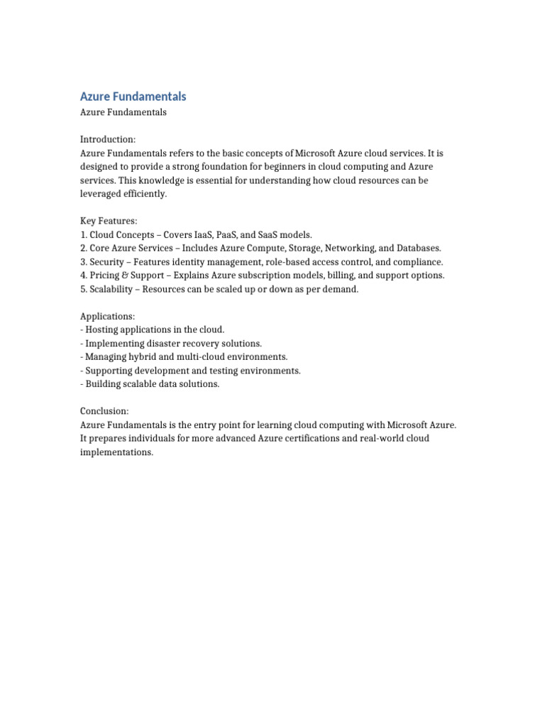 Azure Fundamentals | PDF