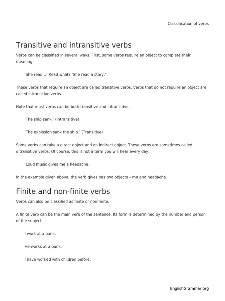 Classification of Verbs | PDF