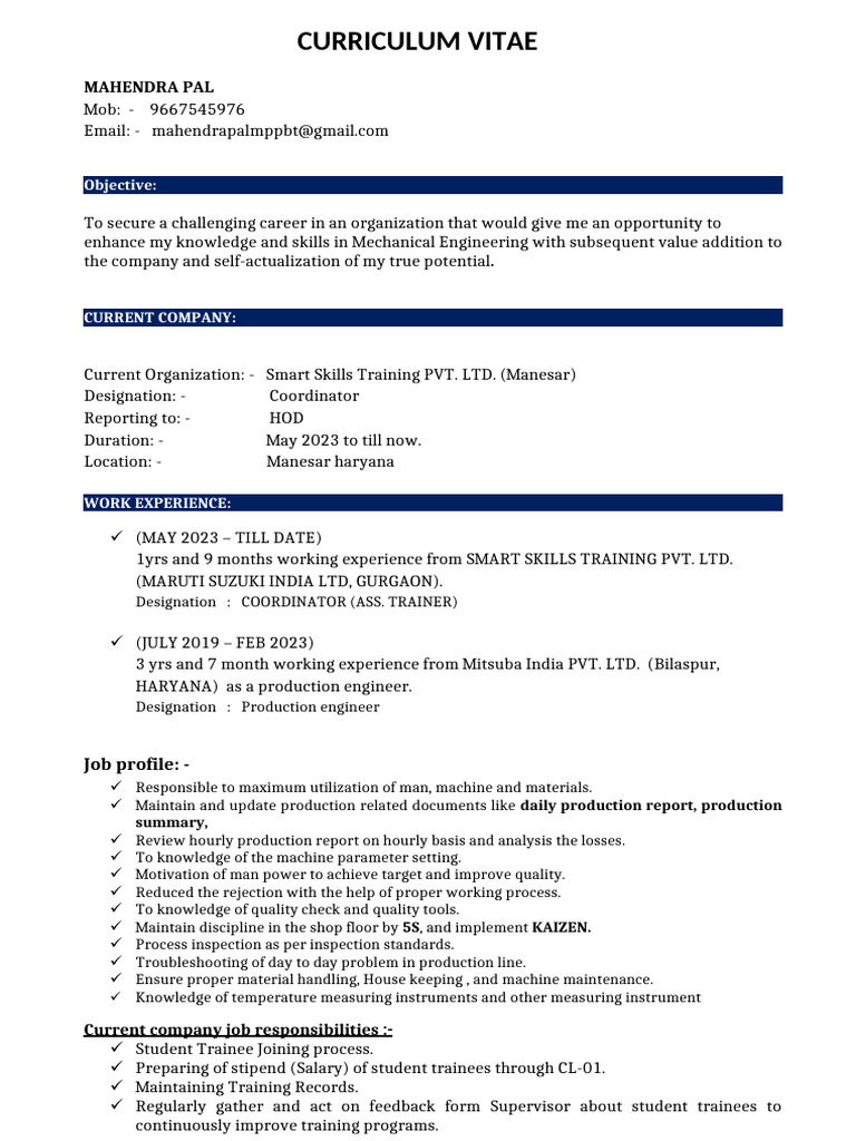 Mahendra Pal Resume - 1743046872340 - Mahendra Pal | PDF