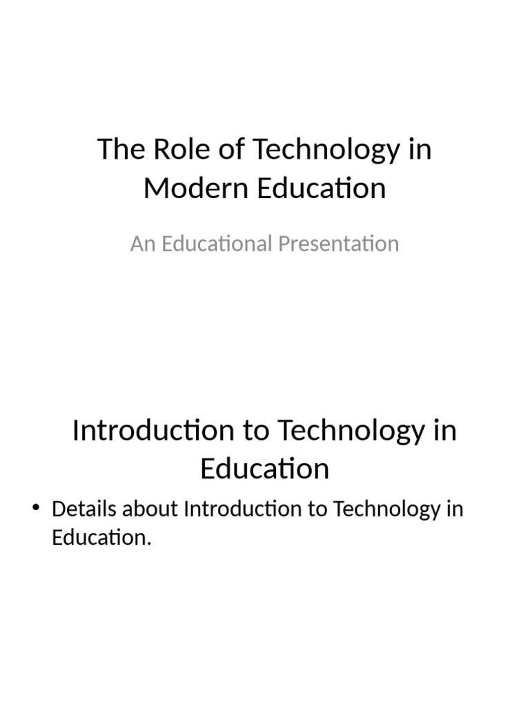 The Role of Technology in Modern Education | PDF