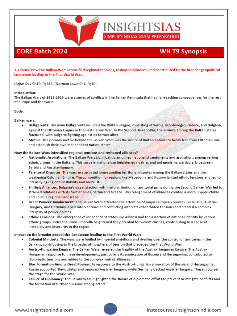 CORE BATCH 2024 Offline Test 9 World History Synopsis | PDF | Heat Wave ...