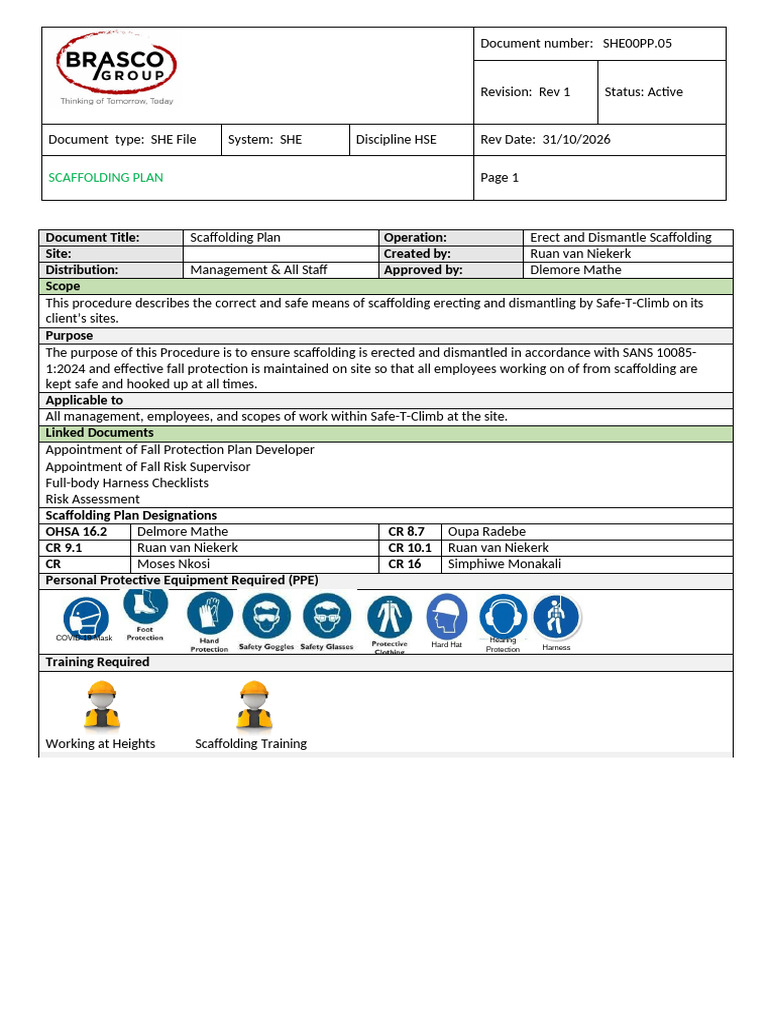 She00pp.05 - Scaffolding Plan | PDF | Scaffolding | Safety