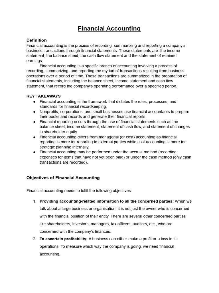 Unit 5 Introduction Financial Accounting | PDF | Debits And Credits ...