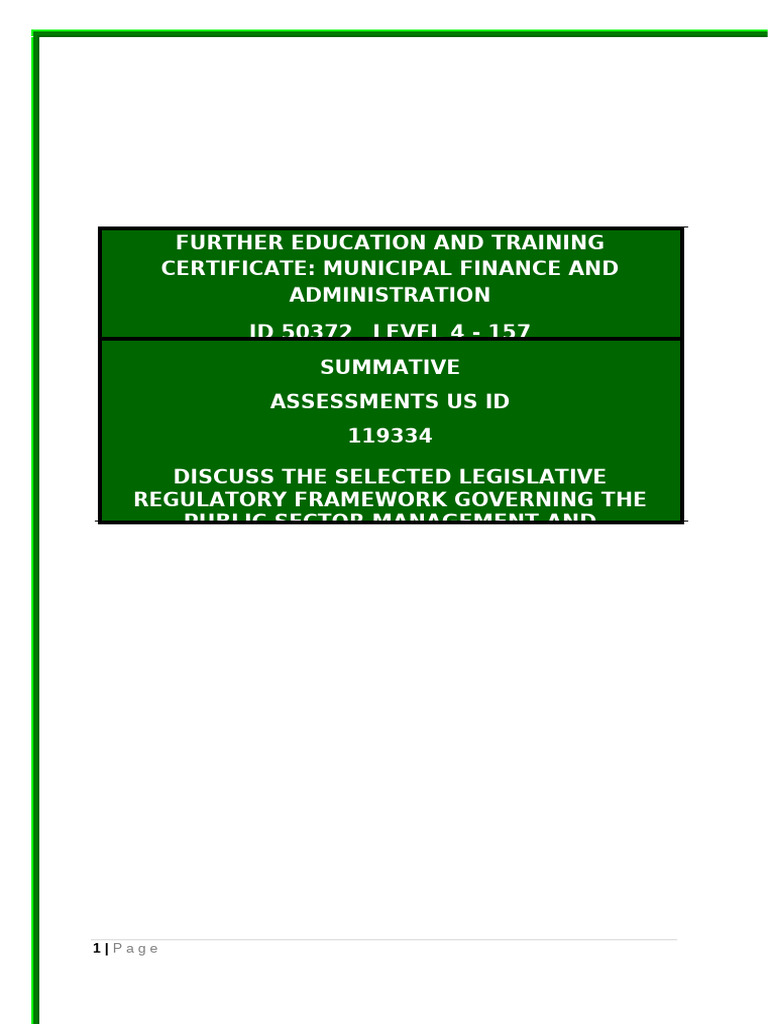 SAQA - 119334 - Summative Assessments | PDF | Educational Assessment | Regulatory Compliance