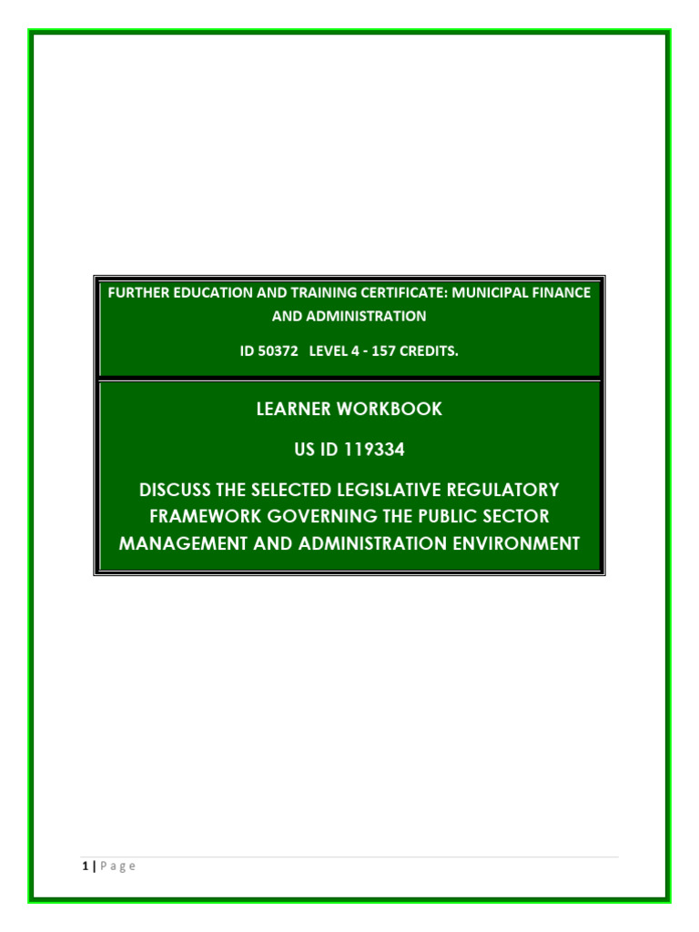 SAQA - 119334 - Learner WorkBook | PDF