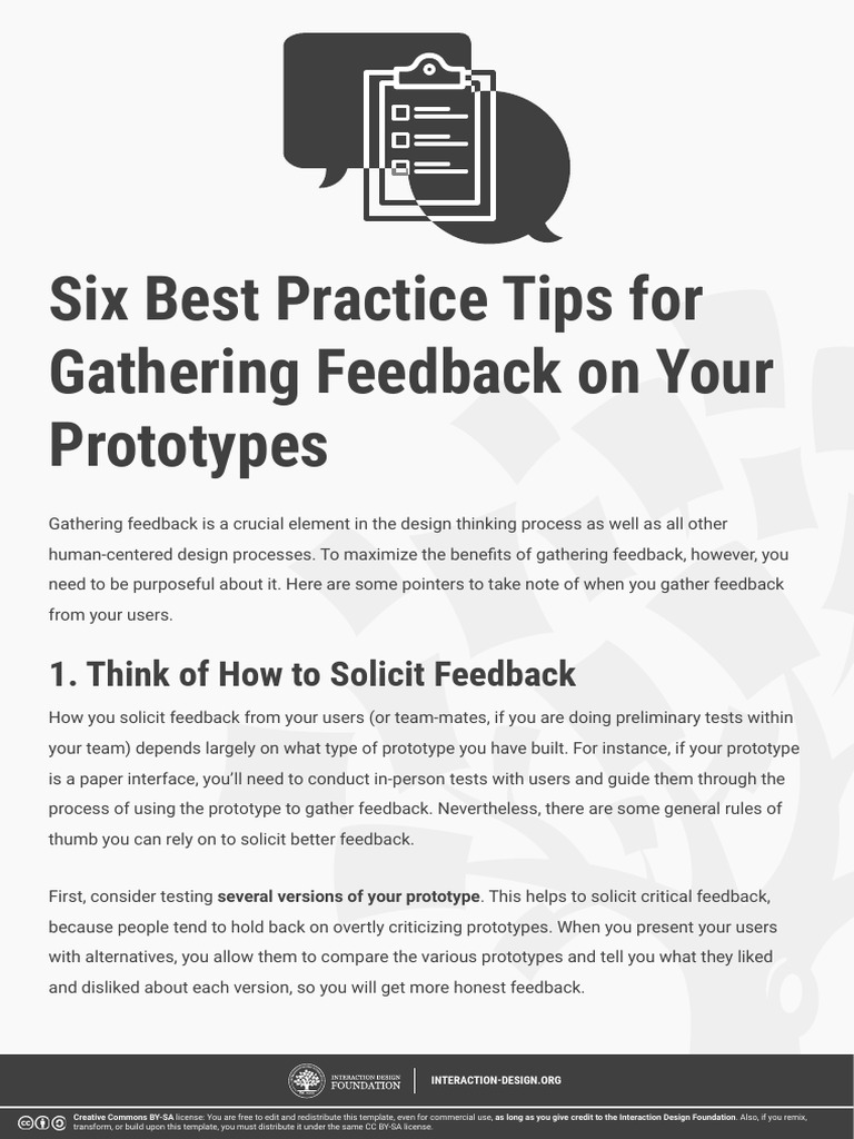 Best Practices for Prototype Feedback | PDF | Design Thinking | Usability