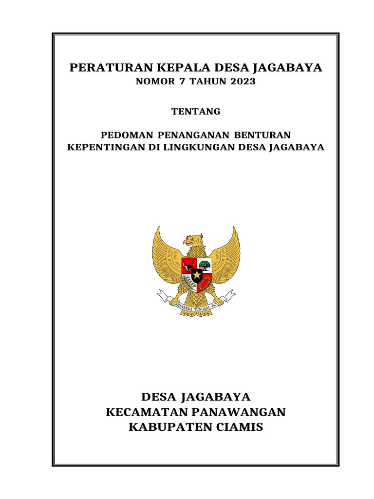 Pedoman Penanganan Benturan Kepentingan Desa Jagabaya | PDF