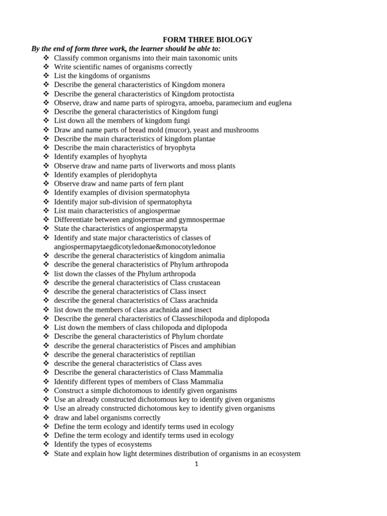 Form 3 Biology Notes | PDF | Ecosystem | Leaf