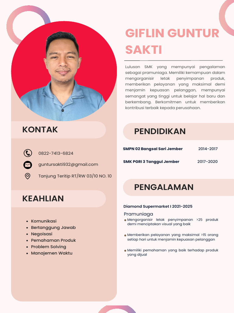 Cv Giflin Guntur Sakti | PDF Cv Giflin Guntur Sakti | PDF