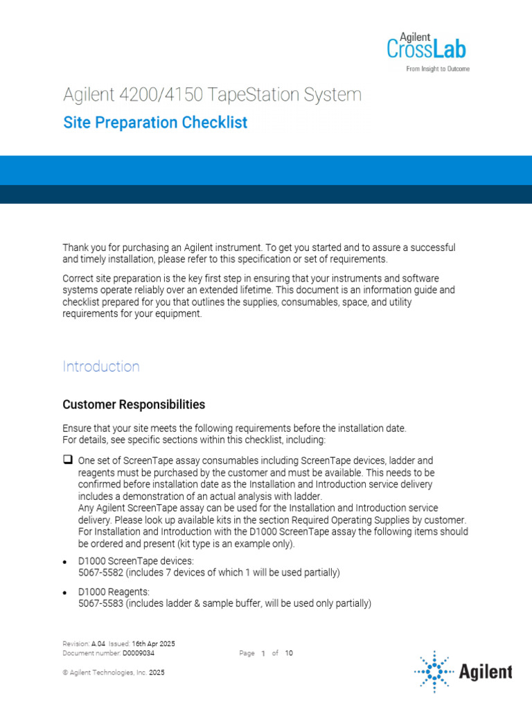 TapeStation Installation Checklist | PDF | Assay | Laptop