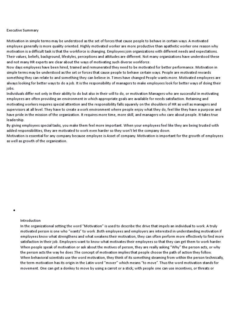 Employee Motivation Project Report | PDF | Motivation | Motivational