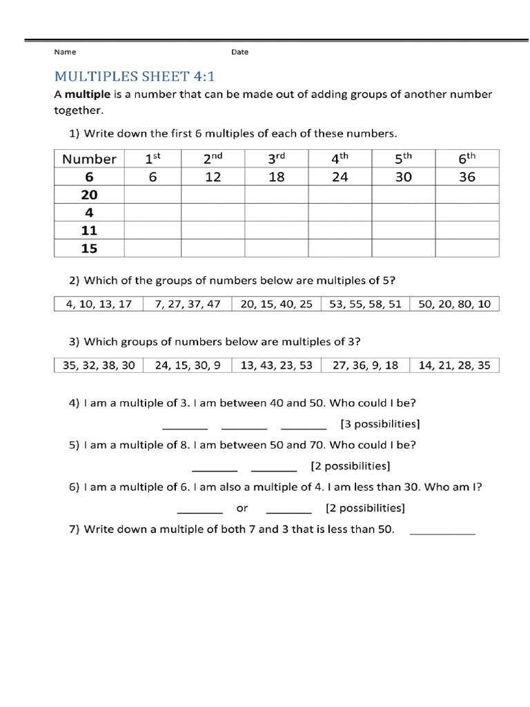 Grade 4 Multiple and Factors | PDF