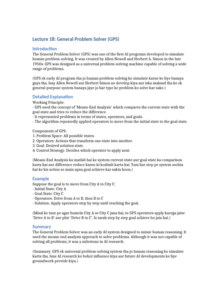 Introduction to AI: General Problem Solver | PDF | Artificial ...
