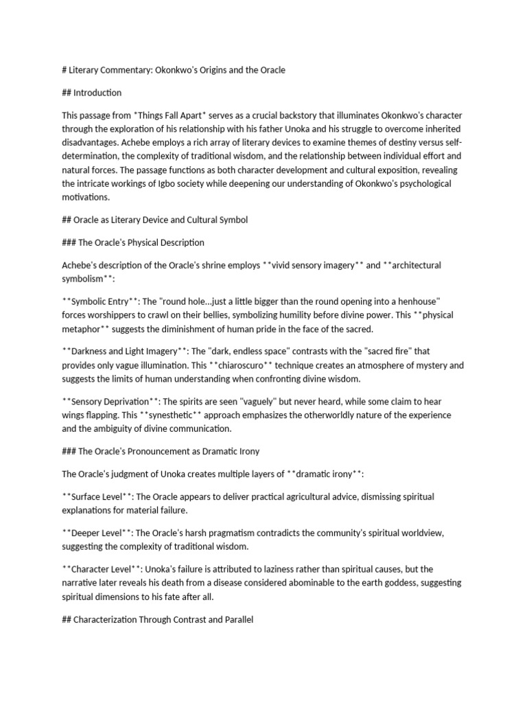 Things Fall Apart Chapter 3 | PDF | Narrative | Wisdom