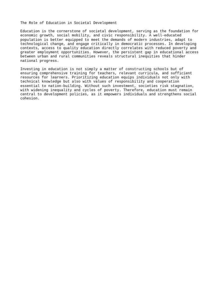 Education's Impact on Societal Growth | PDF