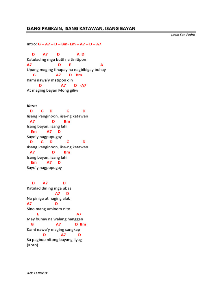 Isang Pagkain, Isang Katawan, Isang Bayan - Lucio San Pedro | PDF