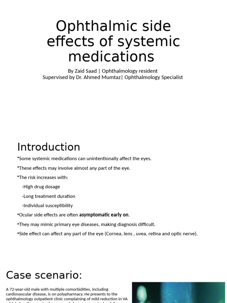 Ocular Effects of Systemic Medications | PDF | Ophthalmology | Cornea